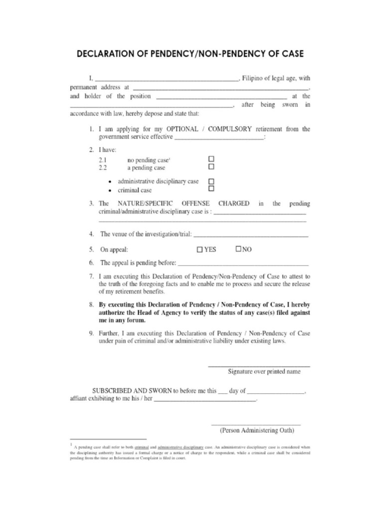Pendency Form | PDF