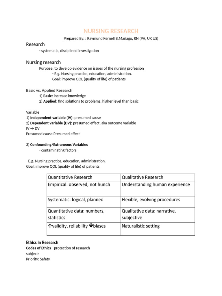 Nursing Research | PDF | Experiment | Sampling (Statistics)