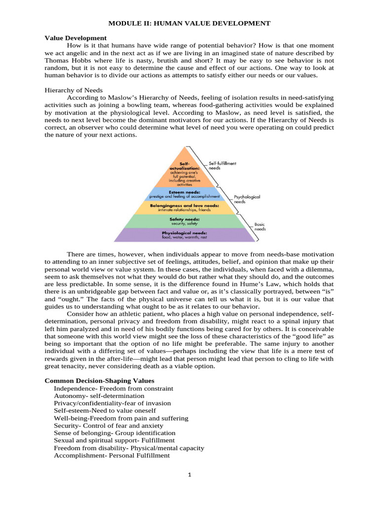 Module II Human Value Development 2021 | PDF | Public Law | Social ...
