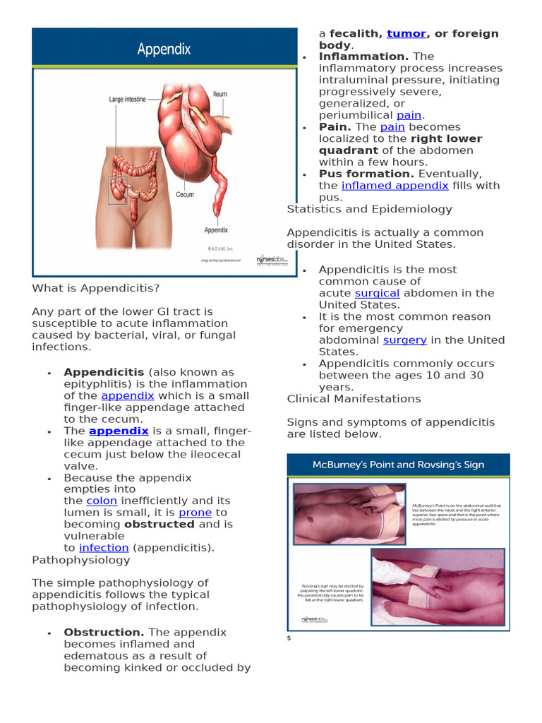 What Is Appendicitis | PDF | Diseases And Disorders | Medical Specialties