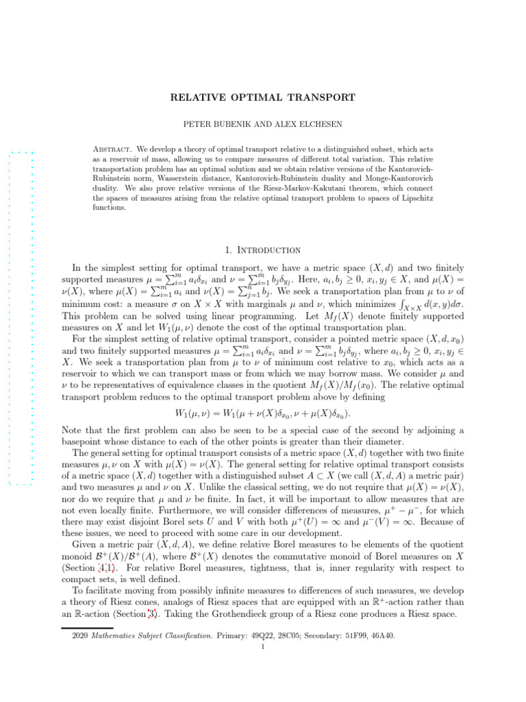 Relative Optimal Transport: P P P P | PDF | Measure (Mathematics ...