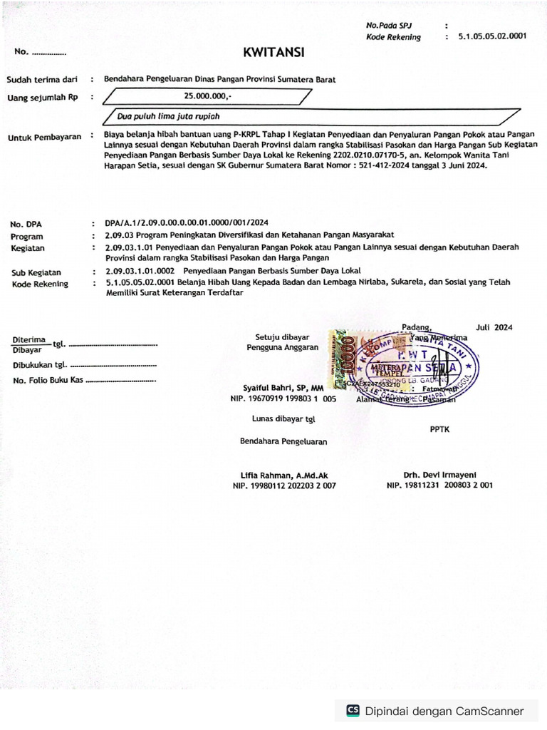 KWT Harapan Setia Kwitansi | PDF