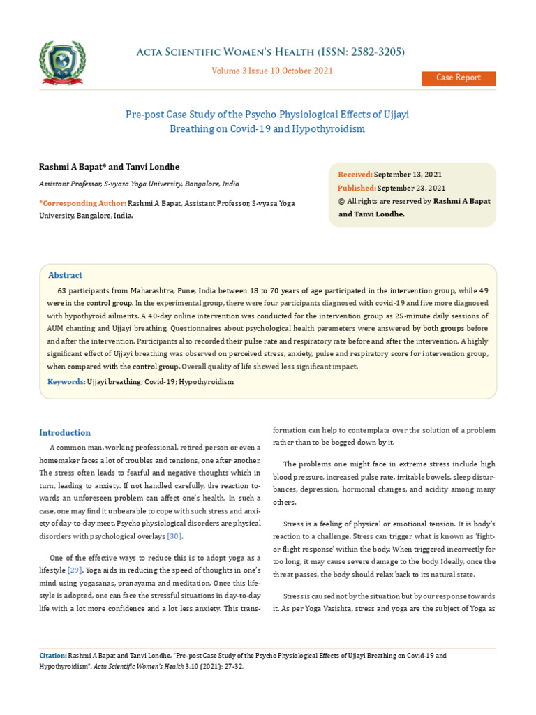 Pre Post Case Study of The Psycho Physio | PDF | Prana | Hindu Prayer And Meditation