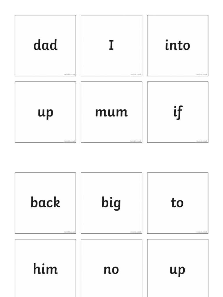 Picture and Word Lotto Cards | PDF