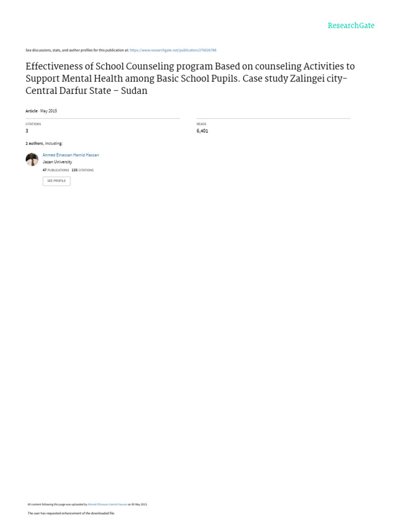 Effectiveness of School Counseling Programs | PDF | School Counselor ...
