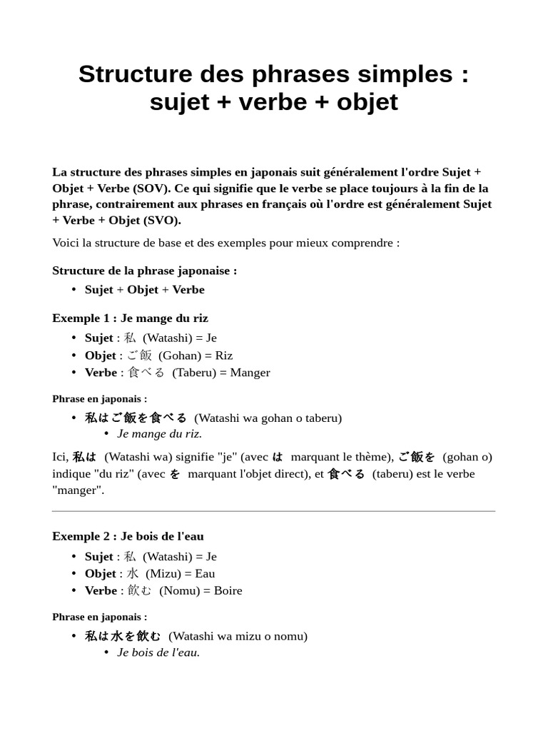 Structure Des Phrases Simples | PDF | Unités sémantiques | Grammaire