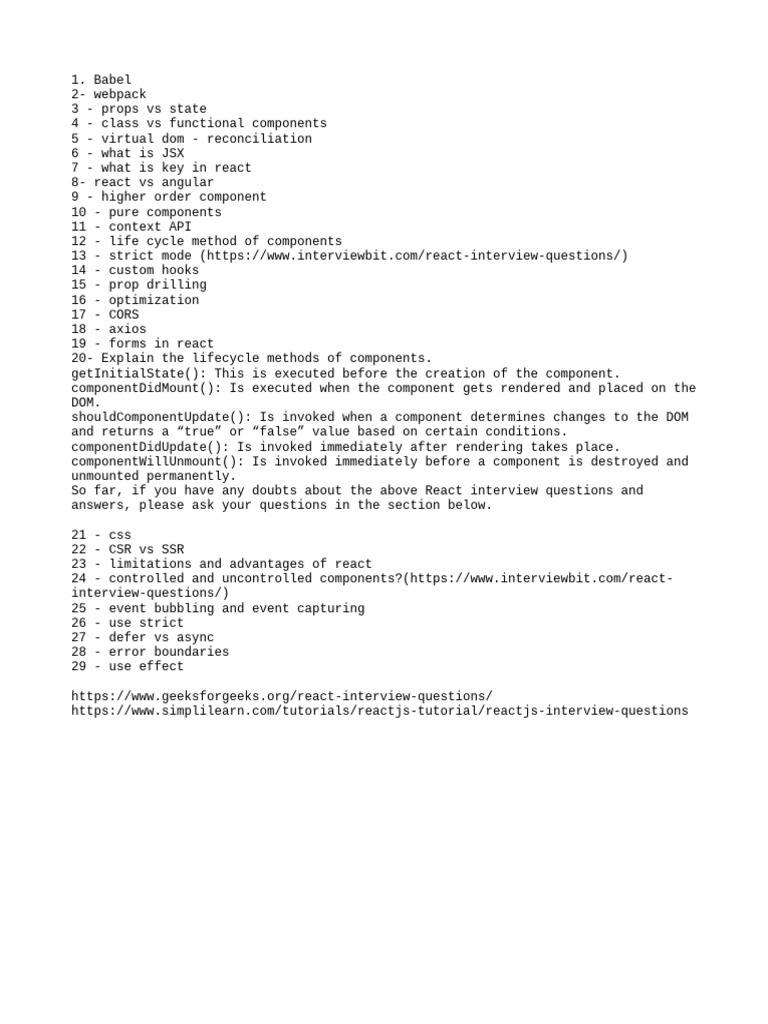 Comprehensive React Interview Guide | PDF | Computers