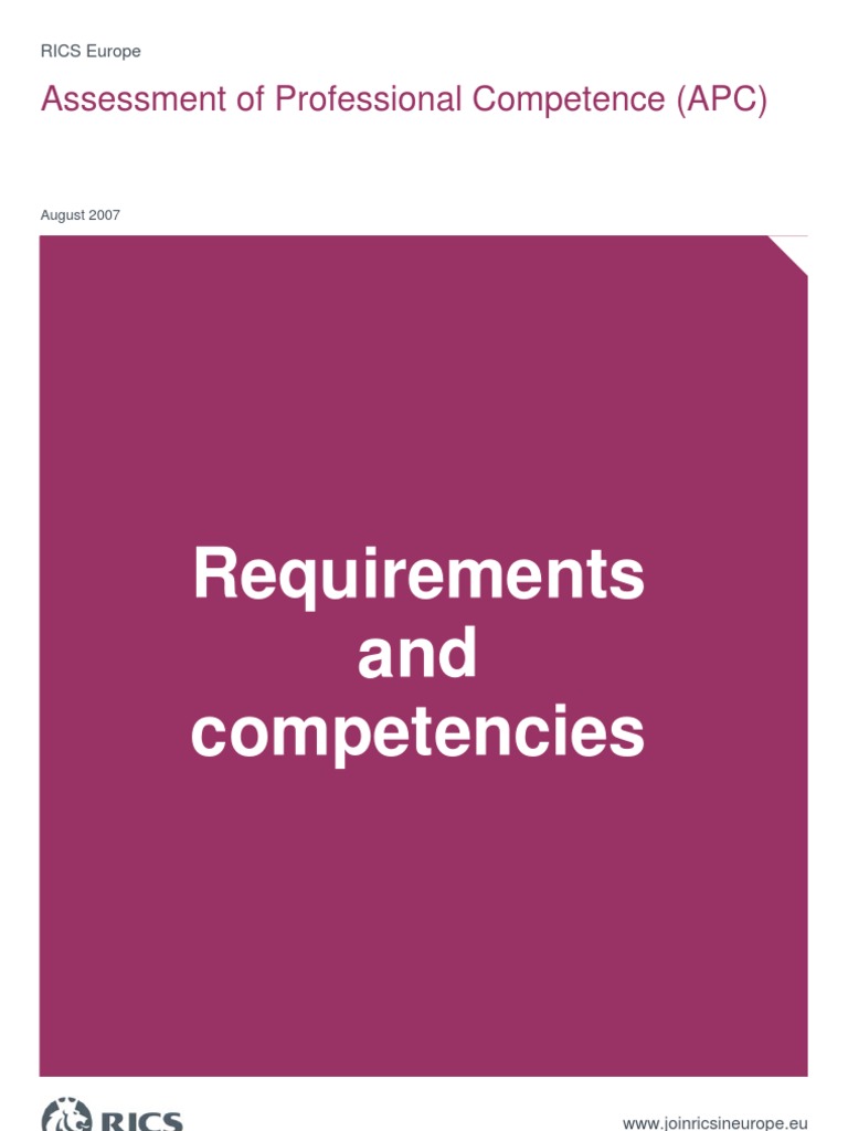 Requirements and Competencies: Assessment of Professional Competence ...