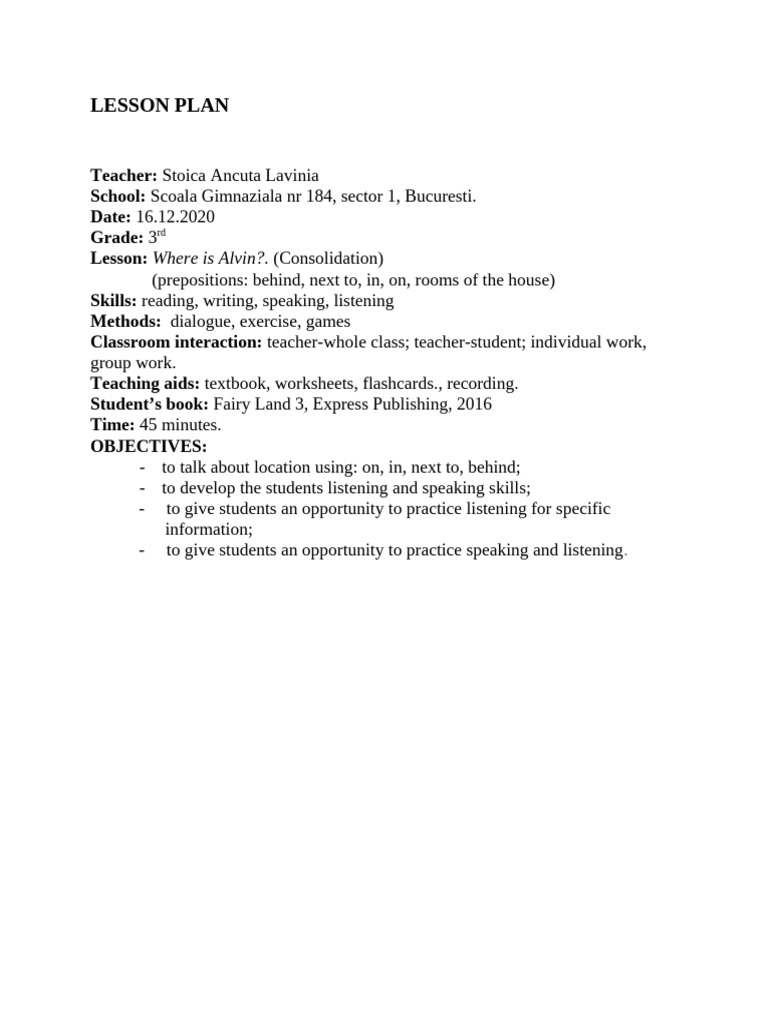 Proiect de Lectie Grad I Cls 3 | PDF | Lesson Plan | Education Theory