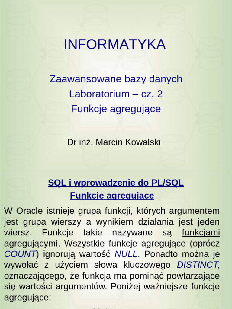 Zaawansowane Bazy Danych Lab 2 | PDF