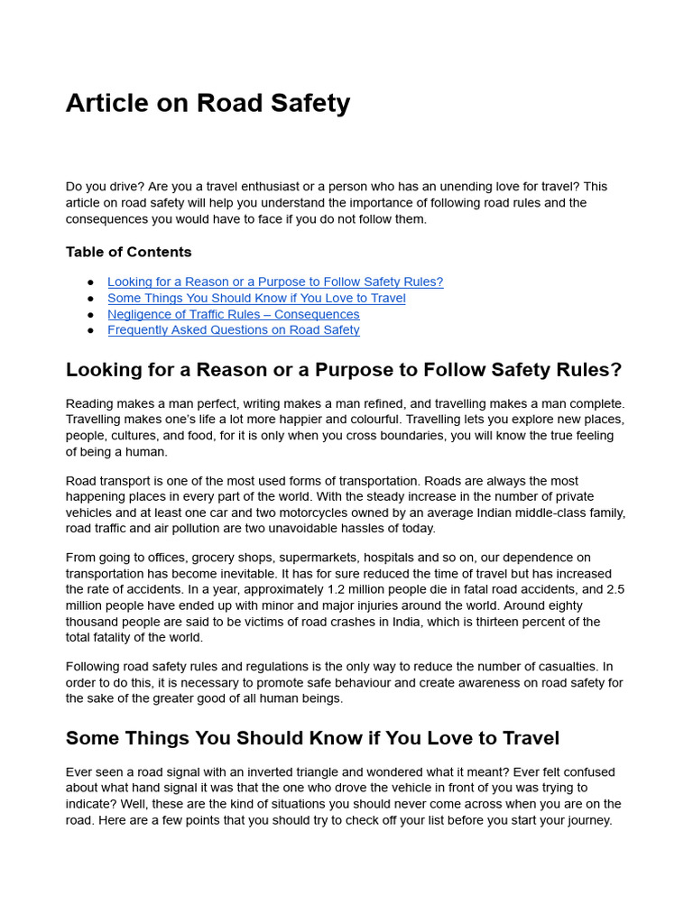 Road Safety | PDF | Road | Road Traffic Safety