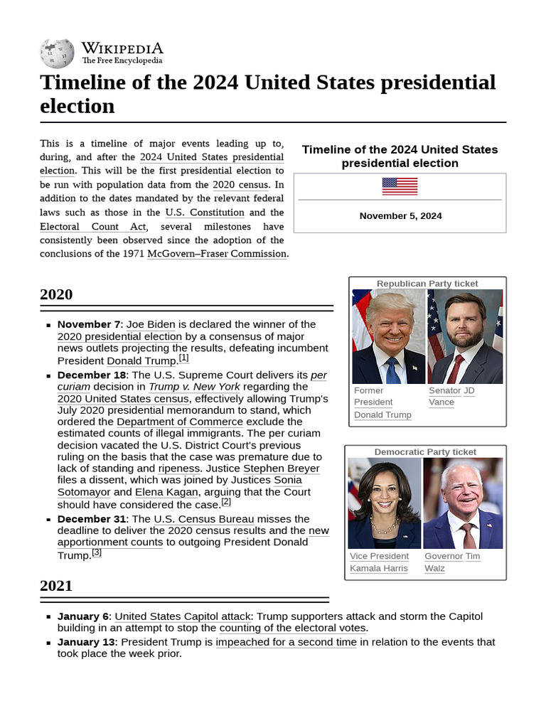 Timeline of The 2024 United States Presidential Election | PDF | Donald ...