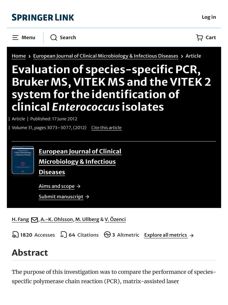Evaluation of Species-Speci1c PCR, Bruker MS, VITEK MS and The VITEK 2 ...