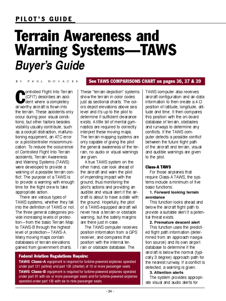 Terrain Awareness and Warning Systems-TAWS: Buyer's Guide | PDF ...