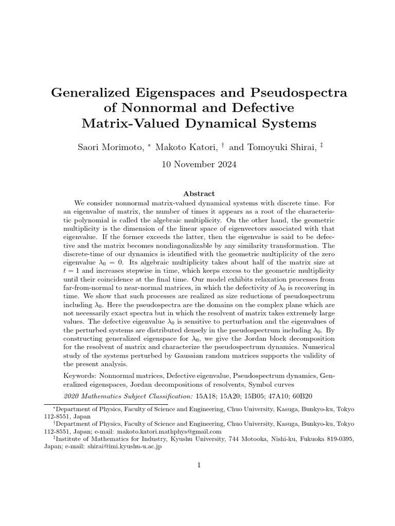 Generalized Eigenspaces and Pseudospectra of Nonnormal and Defective Matrix-Valued Dynamical ...