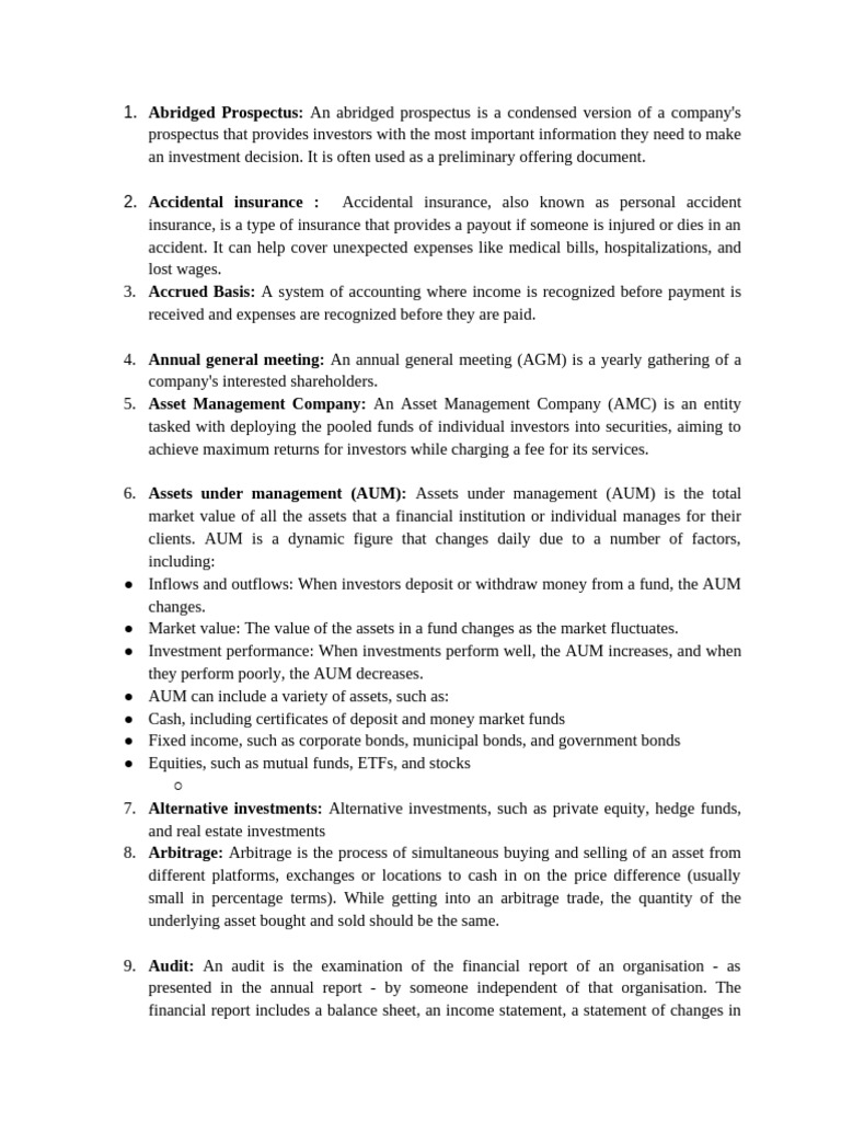 Financial Terms Glossary | PDF | Bonds (Finance) | Debt