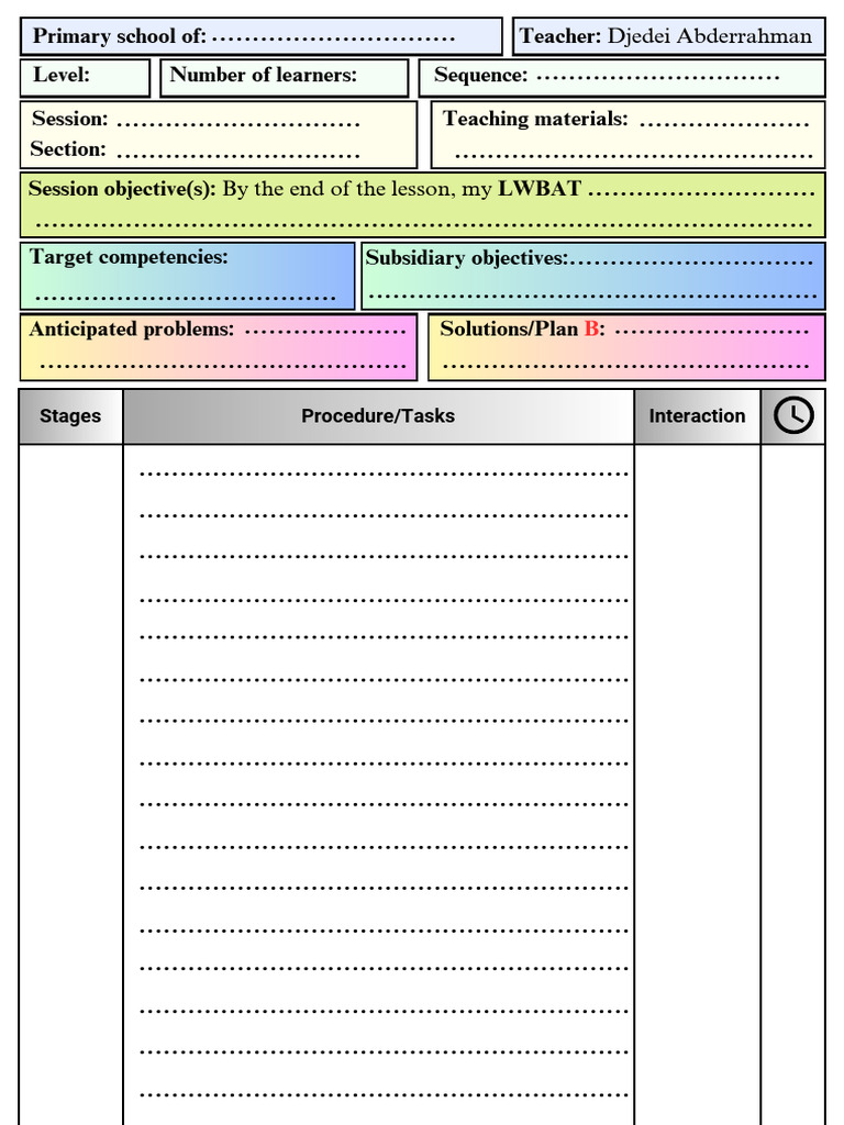 Lesson Plan by Djedei Abderrahman | PDF | Learning | Pedagogy