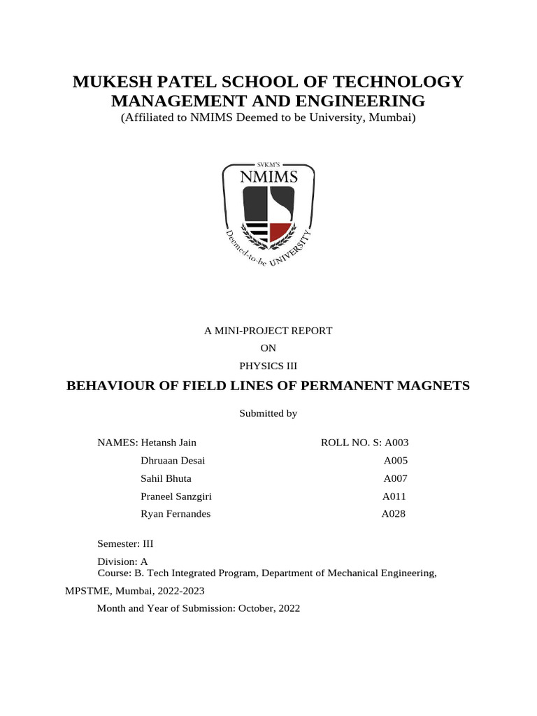 Physics Mini-Project Report - A003, A005, A007, A011, A028 | PDF ...