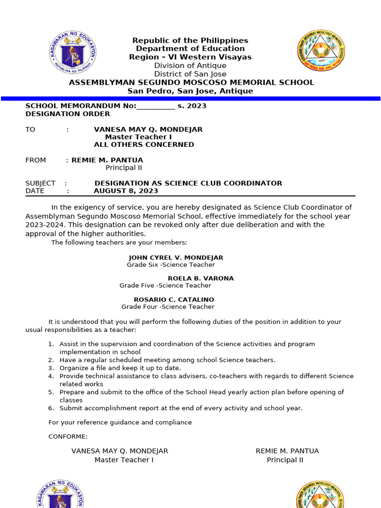 Asmms Designation | PDF | Teachers | Learning