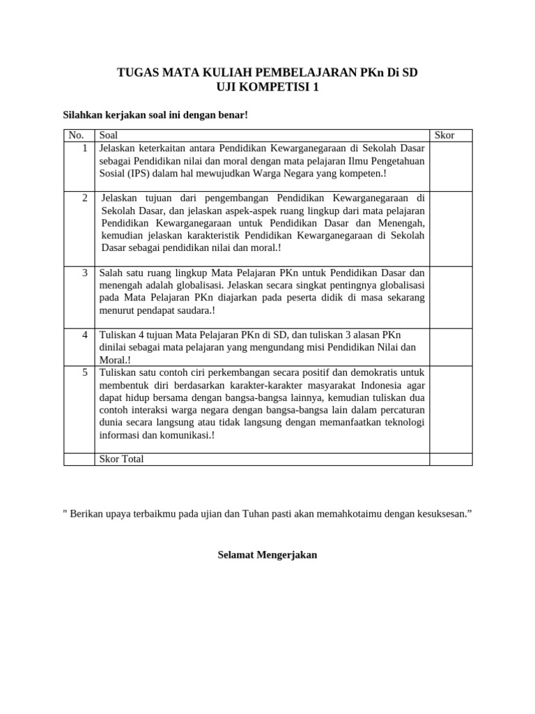 Anjani Nurcahyani - 857234073 - PEMBELAJARAN PKN Di SD - Tugas Tutorial 1 | PDF | Kesehatan Holistik