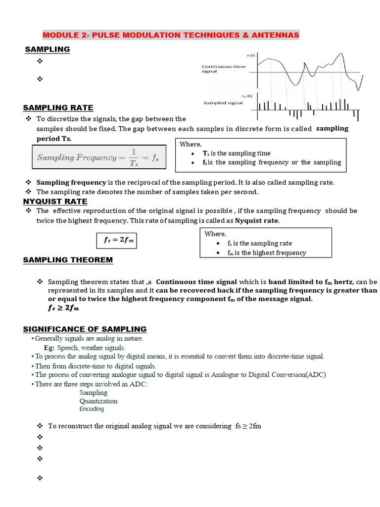 Sampling and Pulse Modulation Techniques | PDF | Antenna (Radio ...