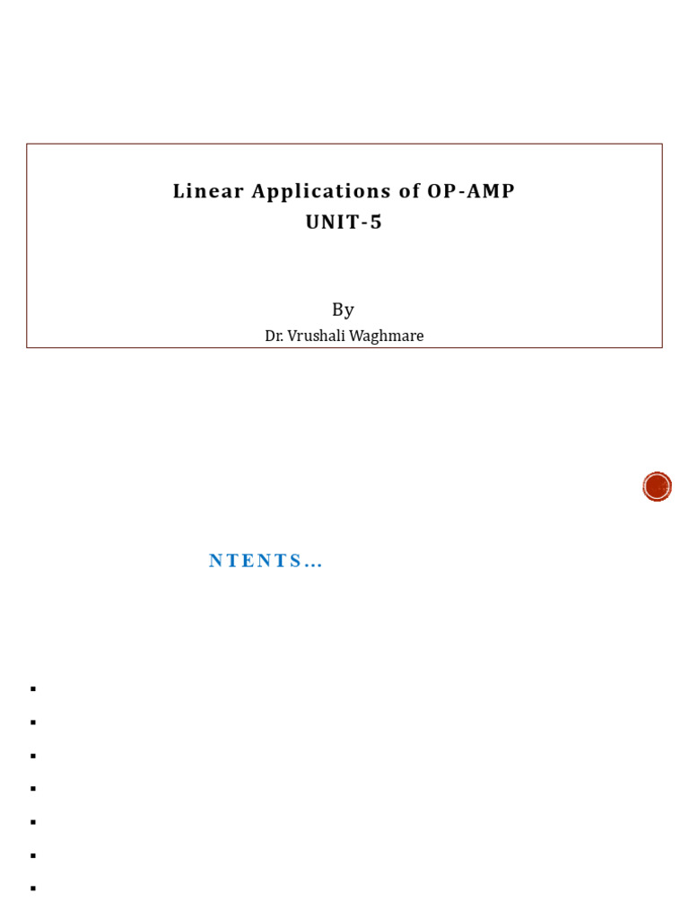 UNIT 5 .2 Op-Amp Applications | PDF | Operational Amplifier | Amplifier