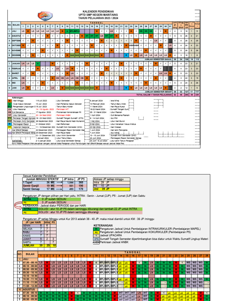Kalender Pendidikan SMP Maritaing 2023/2024 | PDF