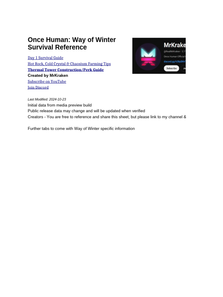 Once Human: Way of Winter Guide | PDF | Tungsten | Deer