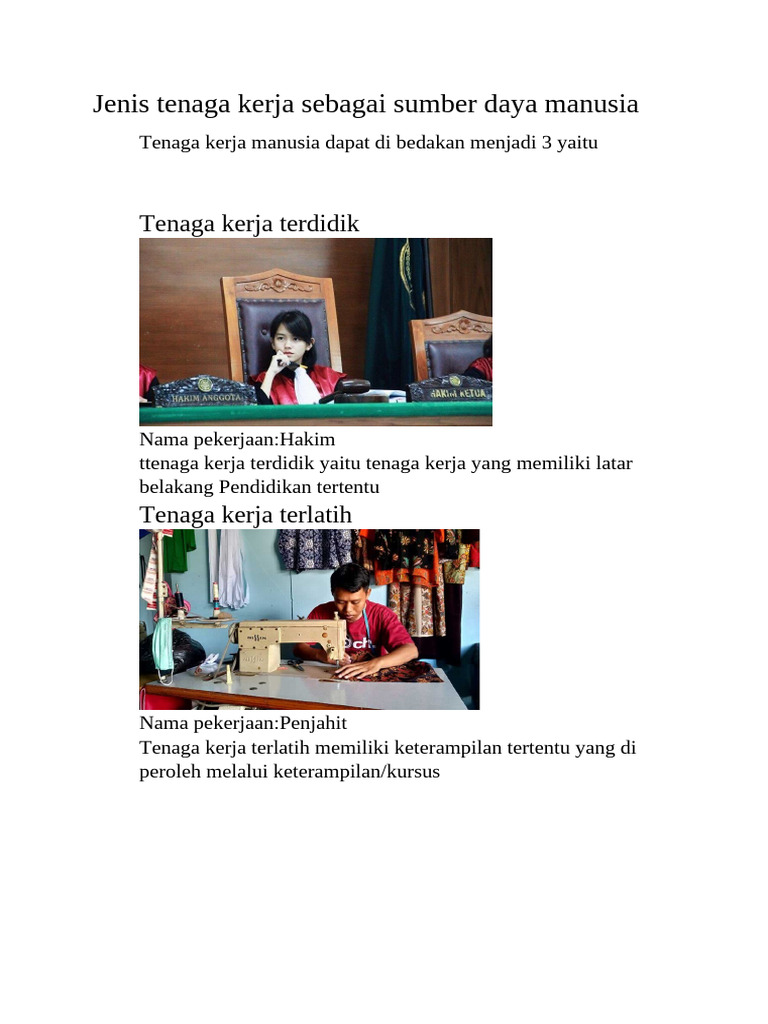 Jenis-Jenis Tenaga Kerja Manusia | PDF