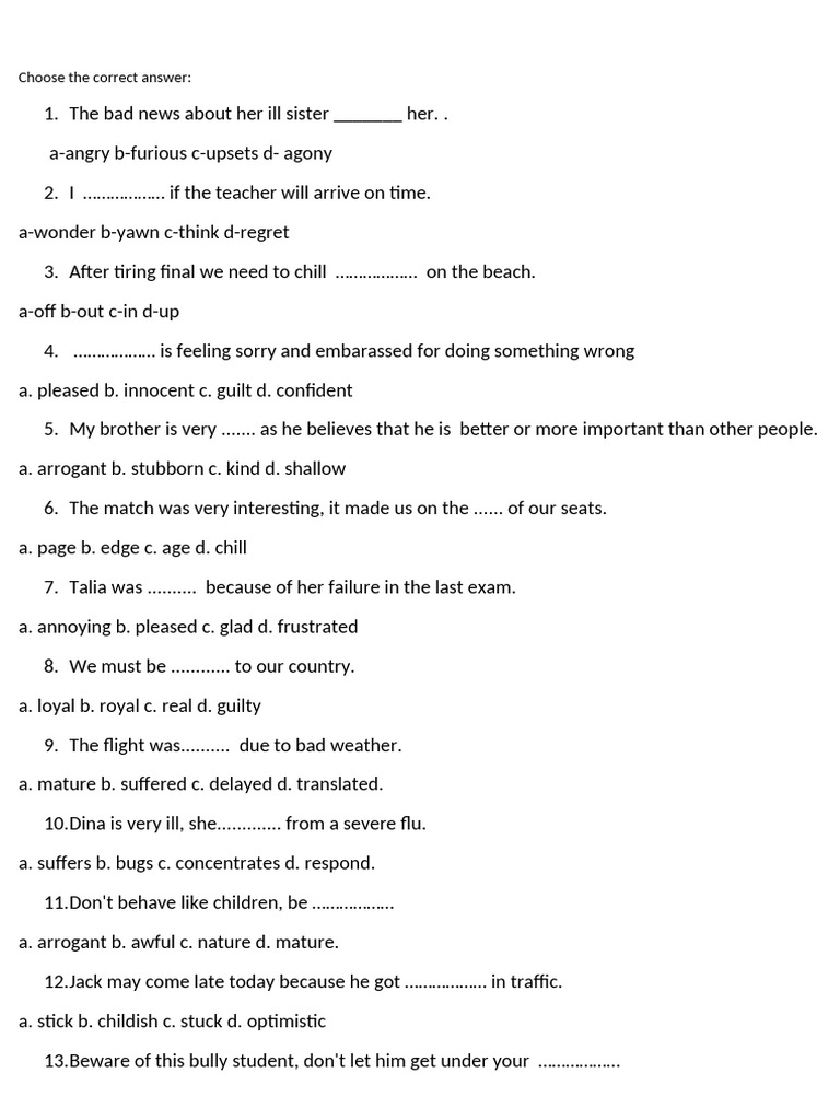 Closeup October Revision Sheet Unit1 | PDF