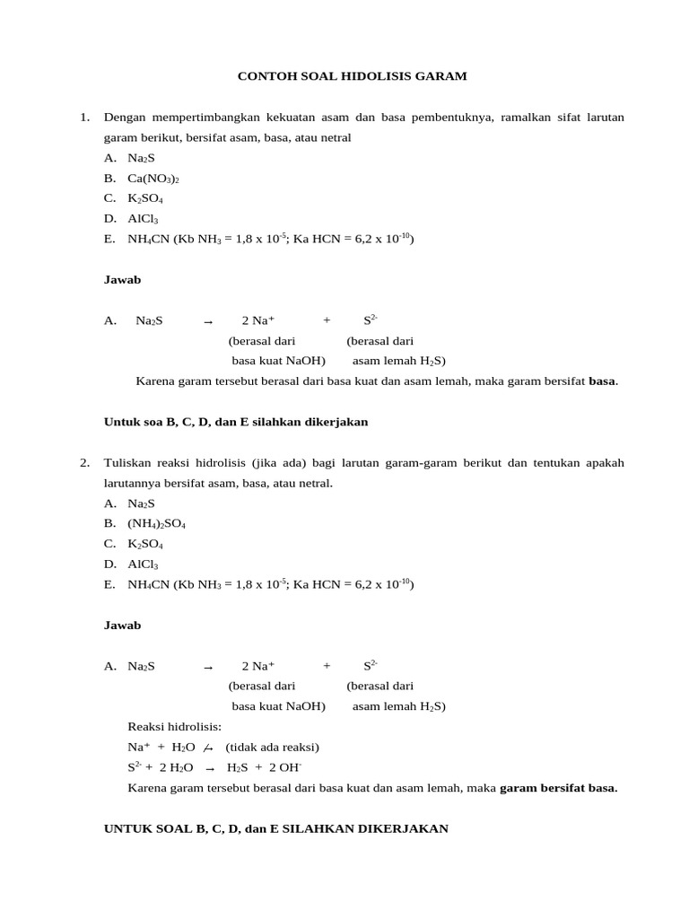 Soal Hidrolisis dan Buffer | PDF