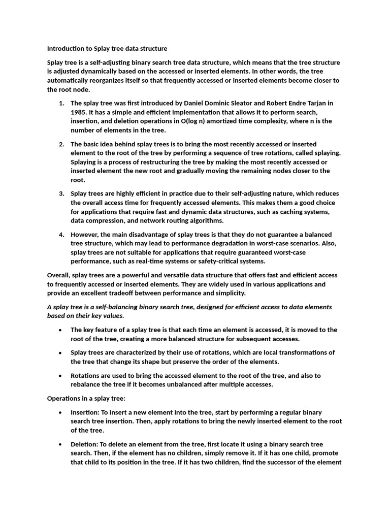 Introduction To Splay Tree Data Structure Pdf Algorithms And Data Structures