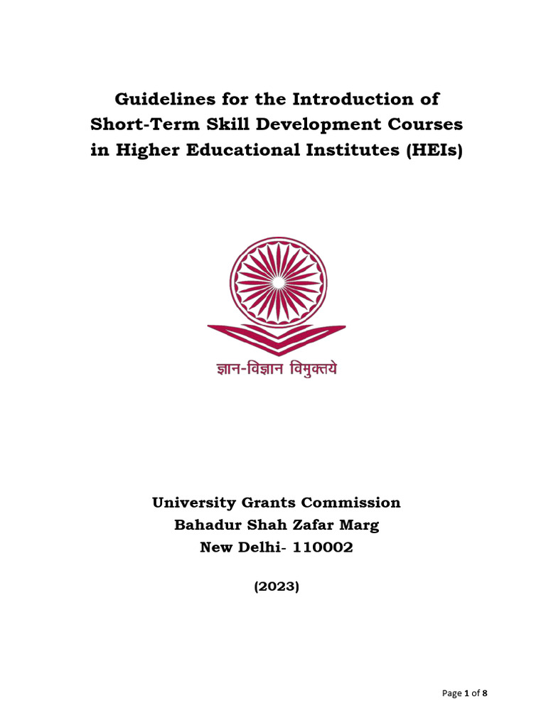 STT - Guidelines For The Introduction of Short-Term Skill Development Courses-HEIs-2023 | PDF ...