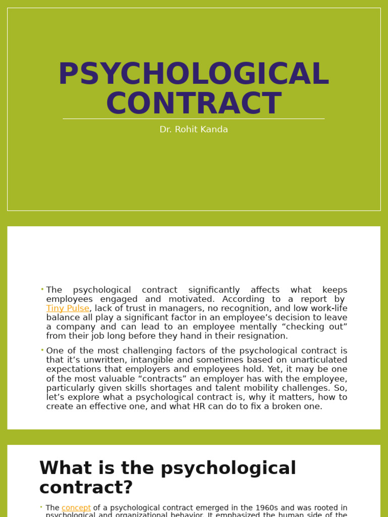 4.psychological Contract | PDF | Employment | Psychology