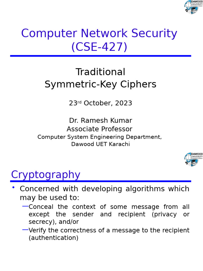 CNS Lec 02 | PDF | Cryptography | Cryptanalysis