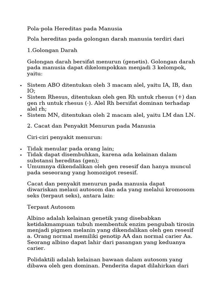 Ringkasan Pola-Pola Hereditas | PDF | Sains & Matematika