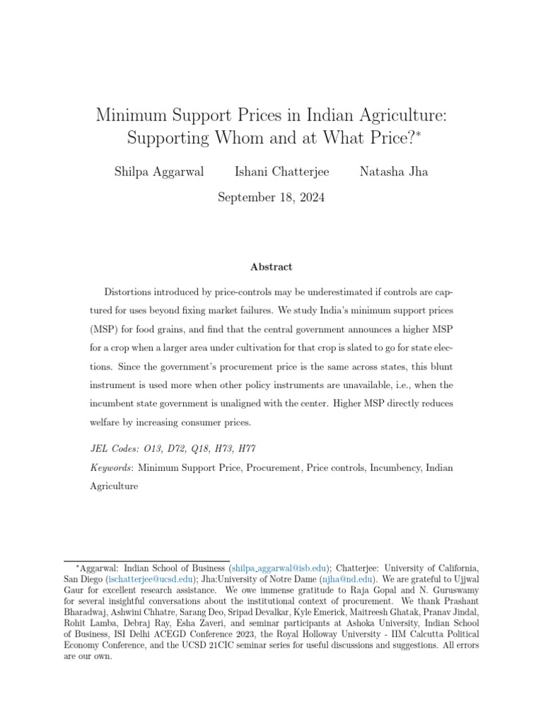 MSP_Paper | PDF | Agriculture | Errors And Residuals