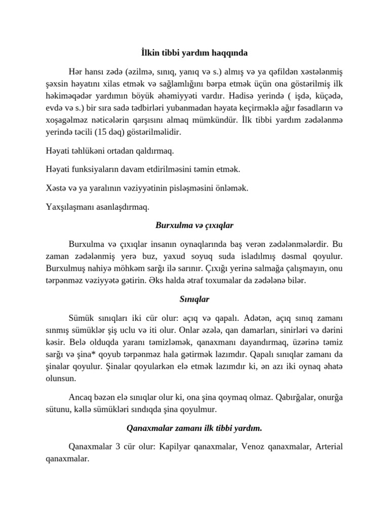 İlkin Tibbi Yardım Haqqında | PDF