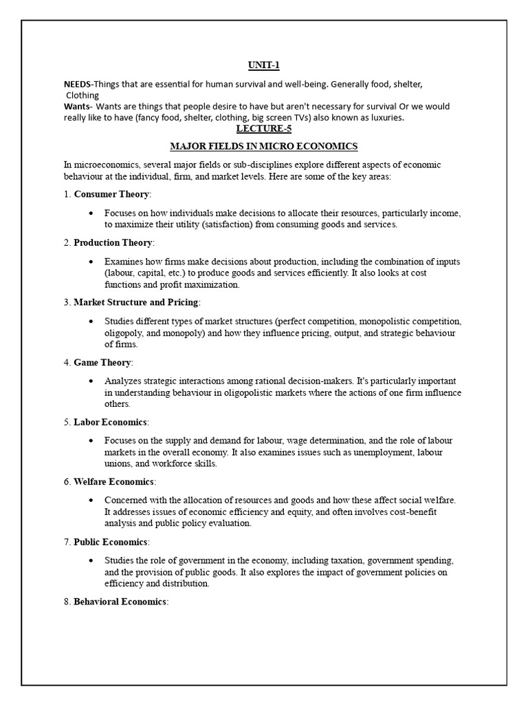 Basics of Economics Notes | PDF | Economics | Neoclassical Economics