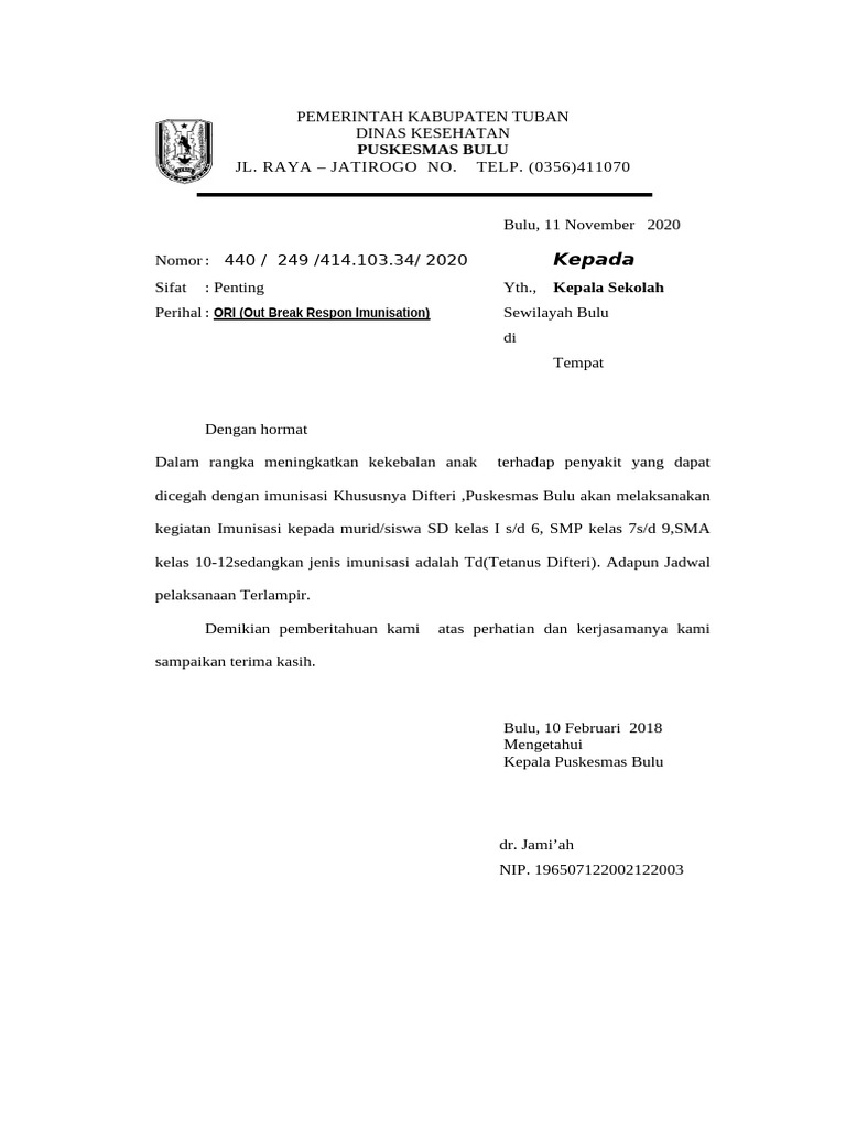 Surat Pem Sekolah - Bias Campak 2019 | PDF | Kesehatan Holistik | Sains & Matematika