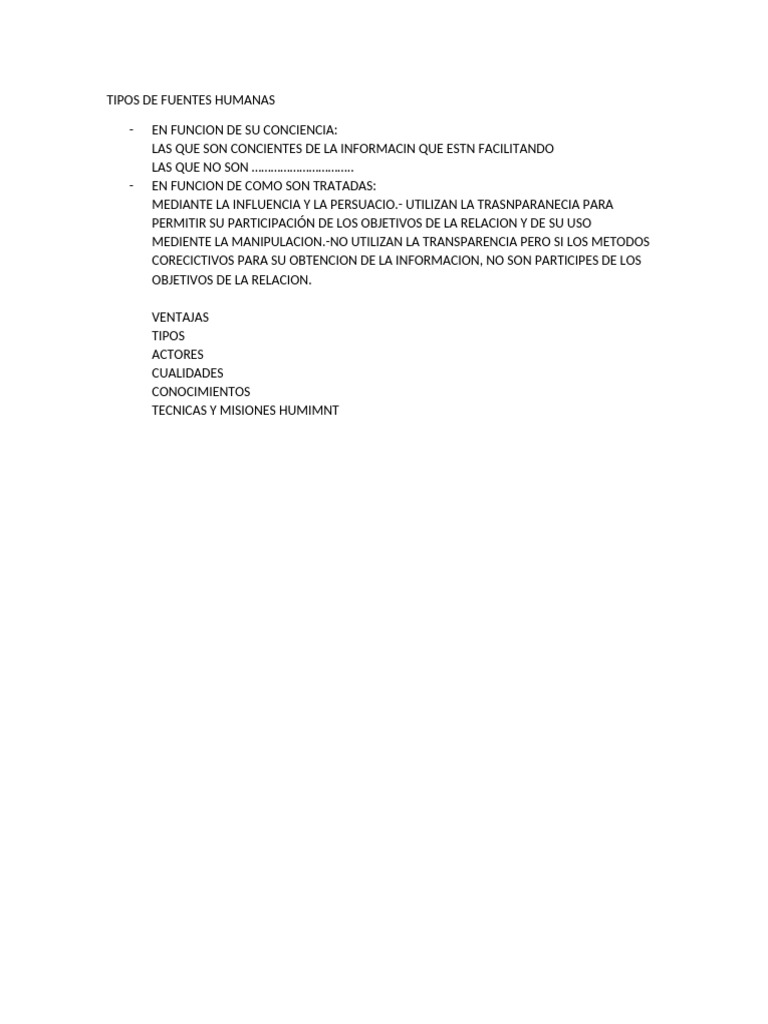 Tipos de Fuentes Humanas | PDF | Ciencia y matemáticas | Informática