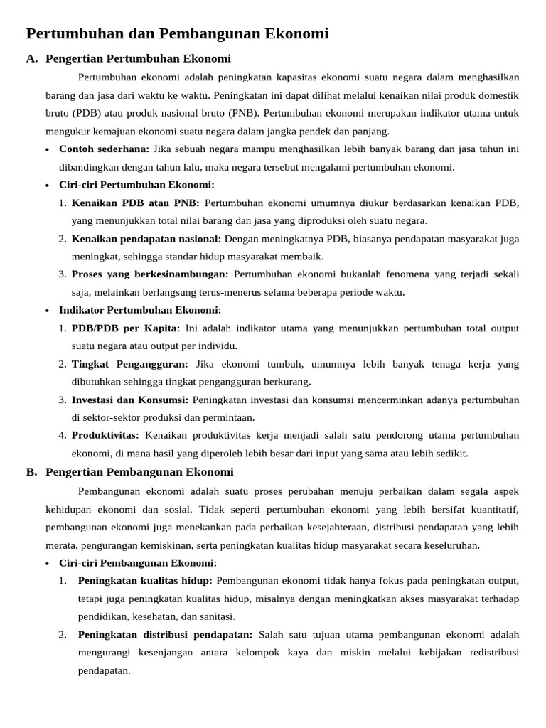 Pertumbuhan Dan Pembangunan Ekonomi | PDF
