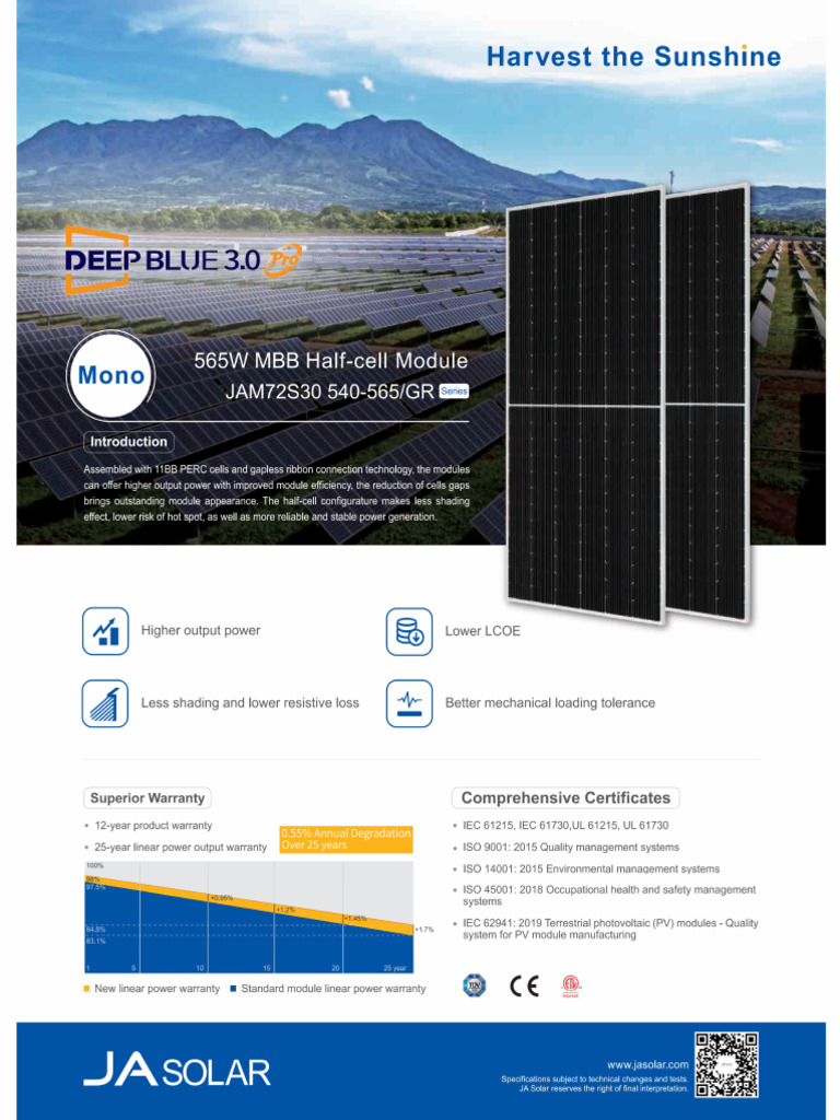 JA Solar Panel 565W | PDF