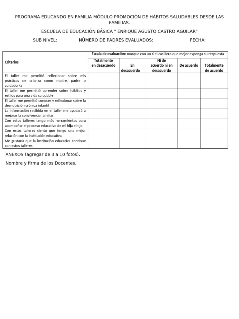 Ficha de Informe Educando en Familia 2024 | PDF