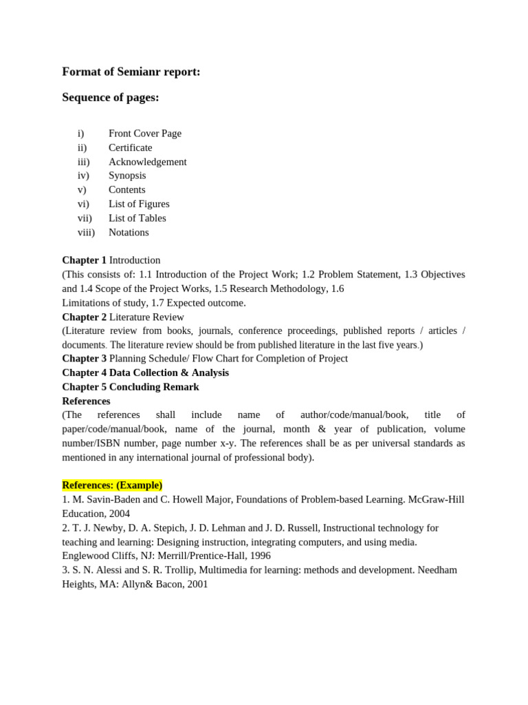 Seminar Report Format | PDF