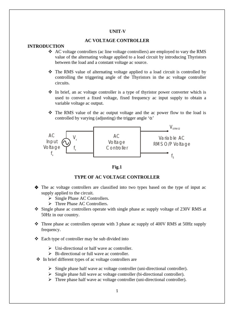 Ac Voltage Controller V Variable Ac Rmso/Pvoltage Ac Inp Ut Voltage F V F | PDF | Alternating ...