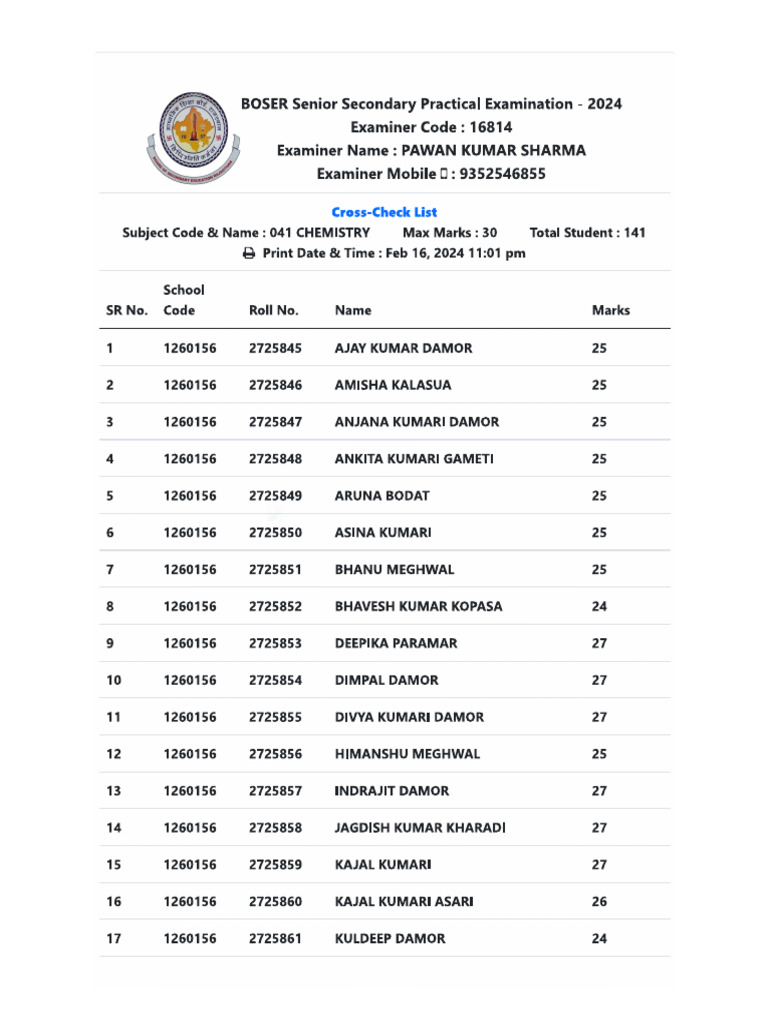 Board Practical Marks 2024 | PDF