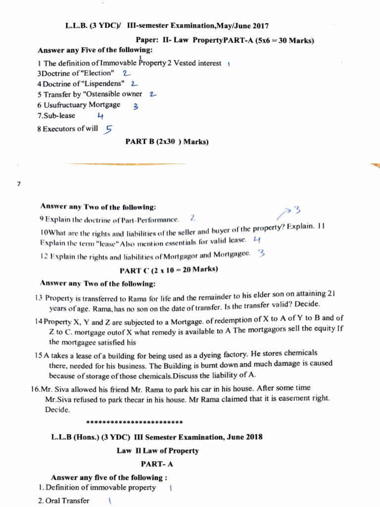 Law of Property 3rdsem Q Papers | PDF | Mortgage Law | Property