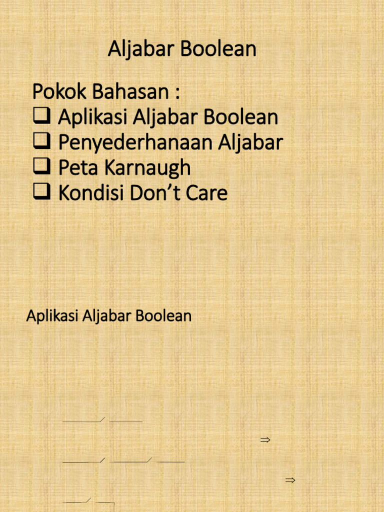 Aplikasi dan Penyederhanaan Aljabar Boolean | PDF
