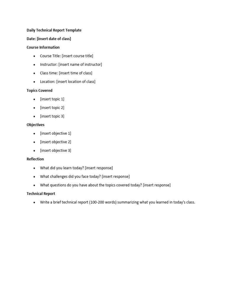 Daily Technical Report Template | PDF